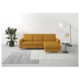 Ecksofa Home Affaire "Summer L-Form", gelb (mustard), B:249cm H:91cm T:164cm, 100% Polyester, Sofas, Ecksofa, mit Recamiere, mit oder ohne Bettfunktion und Bettkasten, Cord-Bezug