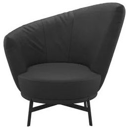Drehsessel Musterring "Kleo", schwarz (schwarz puro), B:97cm H:95cm T:88cm, 100% Polyester, Sessel, Drehsessel, mit Drehfunktion um 360, inkl. Nierenkissen, in zertifiziertem Leder