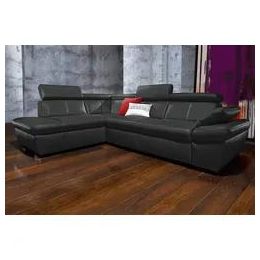 Ecksofa exxpo - SOFA FASHION "Salerno, Funktionssofa, hoher Sitzkomfort, Breite 268cm, L-Form", schwarz, B:268cm H:77cm T:204cm, NaturLeder;Primabelle-Microfaser (100% Polyester);Luxus-Kunstleder, Sofas, Ecksofa, inkl. Kopf- und Armteilverstellung, wahlweise mit Bettfunktion