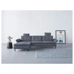 Ecksofa Home Affaire "Birkholm L-Form", grau, B:267cm H:83cm T:174cm, 100% Polyester, Sofas, Ecksofa, Armlehnverstellung, auch in Easy Clean Bezug - mit Wasser zu reinigen