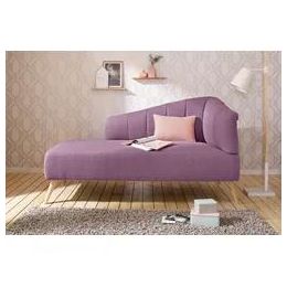 Recamiere OTTO HOME "Lucy, Chaiselonge mit Massivholzf&uuml;&szlig;en und Steppung", lila, B:162cm H:85cm T:82cm, Struktur fein( 100% Polyester), Sofas, Recamiere, Armlehne links und rechts bestellbar