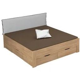 Stauraumbett Rauch "Aditio", braun (struktureichefarben hell), B:186cm H:107cm L:208cm, Betten, Stauraumbett, inklusive Kopfteil und Schubk&auml;sten