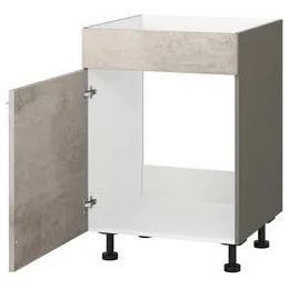 Sp&uuml;lenunterschrank KOCHSTATION "KS-Trea SPBL50", grau (betonfarben hell, anthrazit), B:50cm H:75cm T:56cm, Schr&auml;nke, Breite 50 cm, H&ouml;he 75 cm