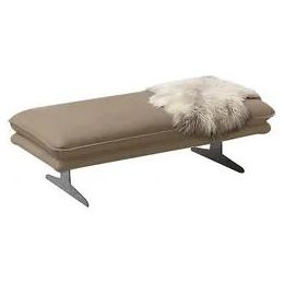 Polsterhocker W.Schillig, braun (stone z59), B:145cm H:43cm T:71cm, Longlife Xtra-Leder Z59: Glattleder mit modischer Pr&auml;gung. Hautst&auml;rke 0, 9 - 1, 1 mm, Hocker, Polsterhocker, F&uuml;&szlig;e in Chrom gl&auml;nzend