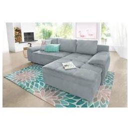 Ecksofa Home Affaire "Labene L-Form", grau (hellgrau), B:270cm H:82cm T:90cm, Struktur fein (95% Polyester, 5% Polyamid);Luxus-Microfaser ALTARA NUBUCK (100% Polyester);Kunstleder SOFTLUX / Struktur (100% Polyester);Struktur (100% Polyester);Flachgewebe (95% Polyester, 5% Polyamid), Sofas, Ecksofa, wahlweise mit Bettfunktion und Bettkasten, auch als XXL-Variante