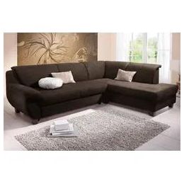 Ecksofa Home Affaire "Yesterday zeitlos und elegant, bequeme Armlehnen, L-Form", braun, B:254cm H:80cm T:186cm, Struktur (100% Polyester);Primabelle-Microfaser (100% Polyester);Antikleder-Optik Melrose (100% Polyester), Sofas, Ecksofa, wahlweise mit Bettfunktion, auch in Cord