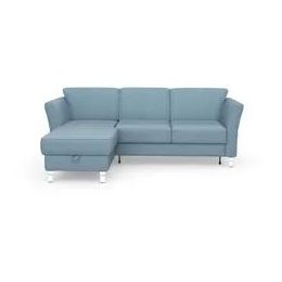 Sit & More Ecksofa SIT & MORE "Visby L-Form", blau (hellblau), B:248cm H:87cm T:162cm, Sofas, Ecksofa, wahlweise mit Bettfunktion und Bettkasten, frei im Raum stellbar
