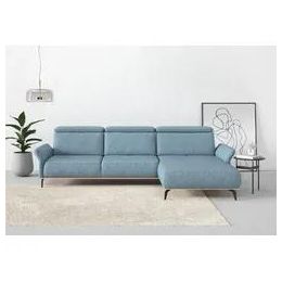 Ecksofa Home Affaire "Fjord L-Form", blau (eisblau), B:324cm H:93cm T:184cm, 100% Polyester, Sofas, Ecksofa, massiv, wahlweise mit Armlehnfunktion, Kopf- Sitztiefenverstellung