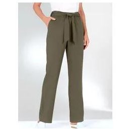 Palazzohose Classic Basics, Damen, Gr. 20, Kurzgr&ouml;&szlig;en, gr&uuml;n (khaki), 100% Polyester, unifarben, lang, Hosen Palazzohose