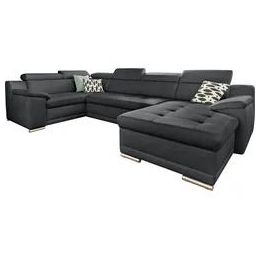 Sit & More Wohnlandschaft SIT & MORE "Top Andiamo U-Form", schwarz, B:336cm H:93cm T:193cm, Kunstleder SOFTLUX;Struktur ( 100% Polyester), Sofas, Wohnlandschaft, mit Kopfteilverstellung, wahlweise mit Bettfunktion