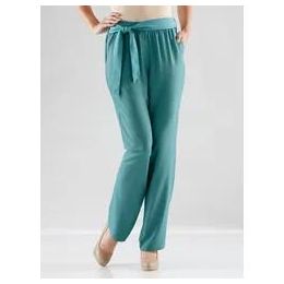 Palazzohose Classic Basics, Damen, Gr. 46, Normalgr&ouml;&szlig;en, blau (t&uuml;rkis), 100% Polyester, unifarben, lang, Hosen Palazzohose