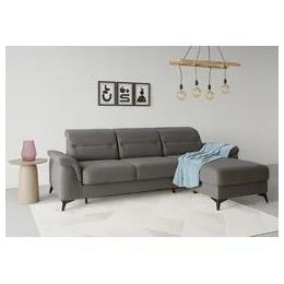 Sit & More Ecksofa SIT & MORE "Sinatra L-Form", grau (fango), B:258cm H:85cm T:170cm, 100% Polyester, Sofas, Ecksofa, mit Recamiere, optional mit Kopfteilverstellung und Armteilfunktion
