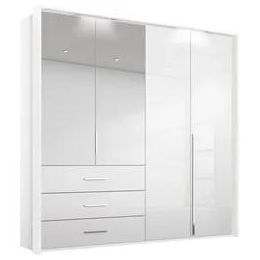 Dreht&uuml;renschrank Rauch "Kleiderschrank Schrank Garderobe W&auml;scheschrank MONTCLAR", wei&szlig; (wei&szlig;, hochglanz wei&szlig;), B:204cm H:225cm T:65cm, Holzwerkstoff, Schr&auml;nke, Dreht&uuml;renschrank, Passepartout optional mit Beleuchtung, inkl. Zubeh&ouml;r MADE IN GERMANY