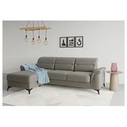 Sit & More Ecksofa SIT & MORE "Sinatra L-Form", braun (schlamm), B:258cm H:85cm T:170cm, 100% Polyester, Sofas, Ecksofa, mit Recamiere, optional mit Kopfteilverstellung und Armteilfunktion