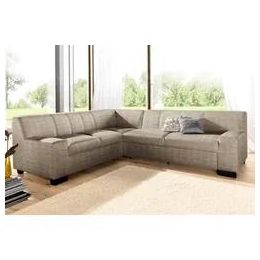 Ecksofa DOMO collection "Norma Top, elegant und modern, flache Armlehnen, L-Form", beige, B:247cm H:77cm T:212cm, Sofas, Ecksofa, wahlweise mit Bettfunktion
