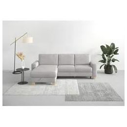 Ecksofa Home Affaire "Summer L-Form", silber, B:249cm H:91cm T:164cm, 95% Polyester, 5% Polyamid, Sofas, Ecksofa, mit Recamiere, mit oder ohne Bettfunktion und Bettkasten, Cord-Bezug