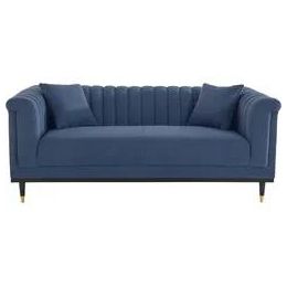 2-Sitzer Home Affaire "Chamby New", blau, B:180cm H:71,5cm T:85cm, Boucl&eacute; (100% Polyester), Sofas, im Boucl&eacute;-Strukturbezug mit Steppung im Lehnenbereich