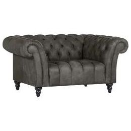 Sessel GUTMANN FACTORY "Amazonas", grau, B:155cm H:73cm T:103cm, Sessel, Sessel, aus Anilinleder