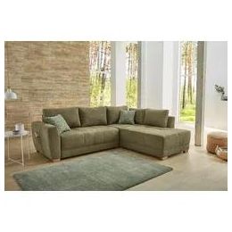 Jockenh&ouml;fer Ecksofa JOCKENH&Ouml;FER GRUPPE "Luzern L-Form, B: 254 cm", gr&uuml;n (olivgr&uuml;n), B:254cm H:87cm T:208cm, Sofas, Ecksofa, mit Bettfunktion, Bettkasten, seitl. Tasche & Zierkissen