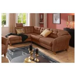 Ecksofa Home Affaire "Trondheim L-Form", braun (cognac), B:260cm H:89cm T:90cm, Struktur weich ( 97% Polyester, 3% Baumwolle);Luxus-Microfaser ALTARA NUBUCK (100% Polyester);Luxus-Microfaser Lederoptik (100% Polyester), Sofas, Ecksofa, mit Federkern