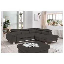 Ecksofa COTTA "Komaris L-Form, B: 249 cm", braun, B:249cm H:72cm, Microfaser PRIMABELLE (100% Polyester);Kunstleder SOFTLUX;Feinstruktur (100% Polyester);Kunstleder SOFTLUX/Struktur (100% Polyester);NaturLEDER, Sofas, Ecksofa, mit Kopfteilverstellung, optional Bettfunktion, Bettkasten & Licht