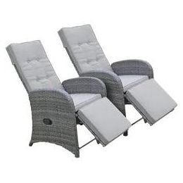 Loungesessel Garden Pleasure "SALERNO", grau, B:63cm H:110cm T:73cm, Sessel, Polyrattan, verstellbar, inkl. Auflagen, grau