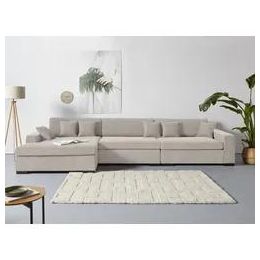 Sofa-Eckelement Home Affaire "Skara XXL L-Form", beige (natur), B:400cm H:86cm T:190cm, 100% Polyester, Polsterelemente, Lounge-Sofa XXL mit Federkern-Polsterung, in vielen Bezugsvarianten