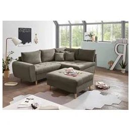 Ecksofa ED EXCITING DESIGN "Alice L-Form", braun, B:249cm H:94cm T:175cm, 100% Polyester, Sofas, Ecksofa, mit Hocker & 3 Zierkissen
