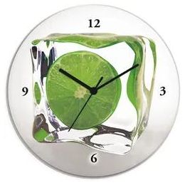 Wanduhr Artland "Limette im Eisw&uuml;rfel", gr&uuml;n, T:1,8cm, Wanduhren, Wanduhr, wahlweise mit Quarz- oder Funkuhrwerk, lautlos ohne Tickger&auml;usche