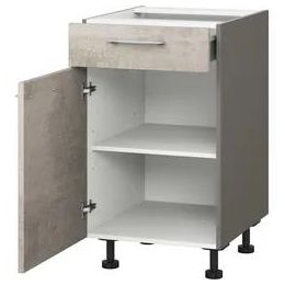 Unterschrank KOCHSTATION "KS-Trea US40", grau (betonfarben hell, anthrazit), B:40cm H:75cm T:56cm, Schr&auml;nke, Unterschrank, mit einem Auszug und einer T&uuml;r, Einlegeboden, Breite 40 cm, H&ouml;he 75 cm