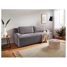 Schlafsofa Home Affaire "Halbschlaf", silber, B:225cm H:90cm T:95cm, 100% Polyester, Sofas, Schlafsofa, mit Bettfunktion und Bettkasten