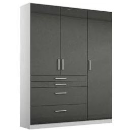 Dreht&uuml;renschrank Rauch "Kleiderschrank Schrank Garderobe Garderobenschrank Topseller HOMBURG", wei&szlig; (alpinwei&szlig;, hochglanz effektgrau), B:136cm H:197cm T:54cm, Holzwerkstoff, Schr&auml;nke, Dreht&uuml;renschrank, mit viel Stauraum, oberer Schubkasten mit Einteilung MADE IN GERMANY