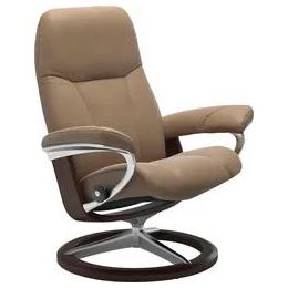 Relaxsessel stressless "Consul", braun (almond paloma), B:78cm H:97cm T:70cm, Leder BATICK: BATICK ist ein leicht korrigiertes, durchgef&auml;rbtes und genarbtes M&ouml;belleder, bei dem die meisten Unebenheiten und Spuren in der Regel entfernt wurden.;Leder PALOMA: PALOMA ist ein durchgef&auml;rbtes Semianilin-M&ouml;belleder mit nat&uuml;rlicher Narbung.;ROHLEDER Stoff Q2 FARON: Ein fester zuverl&auml;ssiger Boucl&eacute; mit einem