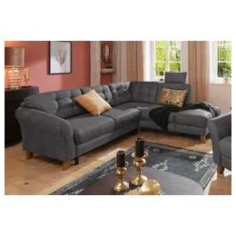 Ecksofa Home Affaire "Trondheim L-Form", grau (anthrazit), B:260cm H:89cm T:90cm, Struktur weich ( 97% Polyester, 3% Baumwolle);Luxus-Microfaser ALTARA NUBUCK (100% Polyester);Luxus-Microfaser Lederoptik (100% Polyester), Sofas, Ecksofa, mit Federkern