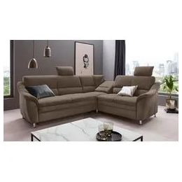 Ecksofa Home Affaire "Cardoso L-Form", braun (cappuccino), B:249cm H:90cm T:209cm, Luxus-Microfaser Lederoptik (100% Polyester);Luxus-Microfaser (100% Polyester);Luxus-Microfaser ALTARA NUBUCK (100% Polyester);Struktur (100% Polyester), Sofas, Ecksofa, Federkern, wahlweise mit Bett, Schubkasten, teilweise Relaxfunktion