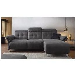 Ecksofa Home Affaire "Manhattan L-Form", grau (anthrazit), B:270cm H:102cm T:168cm, Kunstleder SOFTLUX;Flachgewebe (100% Polyester);Struktur (100% Polyester), Sofas, Ecksofa, 2 Sitze mit elektrischer Relaxfunktion, verstellbare Armlehnen