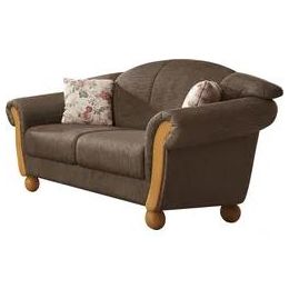 2-Sitzer Home Affaire "Milano, bequem durch Federkern, kompakte Stellma&szlig;e: Breite 159cm", braun, B:159cm H:83cm T:81cm, Chenille &raquo;Esparta&laquo; (70% Polyacryl, 30% Polyester) auf Korpus und Zierkissen, Sitz und R&uuml;cken im Blumenmuster &raquo;Paradise&laquo; (100% Polyester);Chenille &raquo;Esparta&laquo; (70% Polyacryl, 30% Polyester) mit Zierkissen im Blumenmuster &raquo;Paradise&laquo; (100% Polyester), Sofas