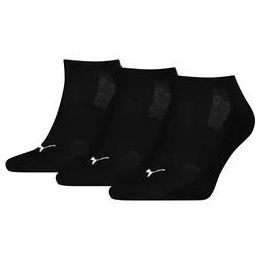 Sneakersocken Puma "Puma UNISEX CUSHIONED SNEAKER 3P", Damen, Gr. 35-38, schwarz (3x schwarz), Baumwollmischung, bedruckt, unifarben, elastisch, Socken Sneakersocken, mit Frottee