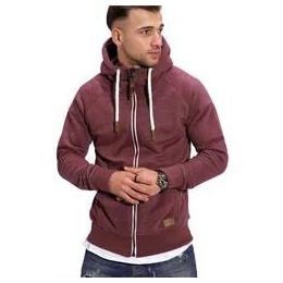 Sweatjacke behype "BHTANSER", Herren, Gr. S, rot (bordeaux), 70% Baumwolle, 30% Polyester, unifarben, ohne Ausschnitt, Sweatjacken Sweatjacke, mit praktischem Kordelzug