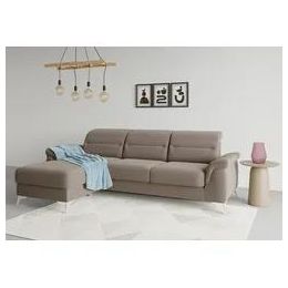 Sit & More Ecksofa SIT & MORE "Sinatra L-Form", grau (taupe), B:258cm H:85cm T:170cm, 90% Polyester, 10% Polyamid, Sofas, Ecksofa, mit Recamiere, optinal mit Kopfteilverstellung und Armteilfunktion