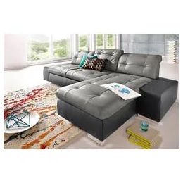 Sit & More Ecksofa SIT & MORE "Palomino L-Form", schwarz (schwarz, steingrau), B:284cm H:84cm T:109cm, Kunstleder SOFTLUX/Struktur (100% Polyester);Kunstleder SOFTLUX/Feinstruktur (100% Polyester);Kunstleder SOFTLUX/ NaturLEDER (echtes Rindsleder), Sofas, Ecksofa, wahlweise XL oder XXL und mit Bettfunktion