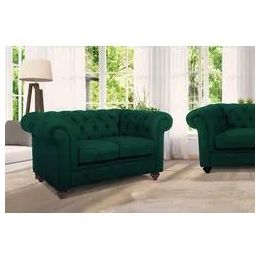Chesterfield-Sofa Home Affaire "Duc 2-Sitzer", gr&uuml;n, B:147cm H:74cm T:89cm, Samtoptik (100% Polyester);Samtoptik (100% Polyester);Luxus-Microfaser Lederoptik (100% Polyester), Sofas, hochwertige Knopfheftung im R&uuml;cken, Samtoptik mit changierender Optik