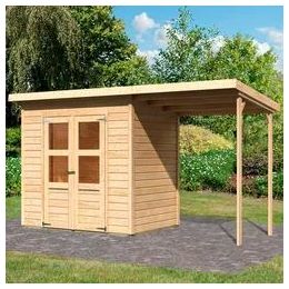 Gartenhaus Karibu "Baggersee 2", beige (naturbelassen), ohne Fu&szlig;boden, ohne Dacheindeckung, Holzwerkstoff, Gartenh&auml;user, Gartenhaus