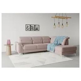 Sit & More Ecksofa SIT & MORE "Sinatra L-Form", lila (flieder), B:251cm H:85cm T:220cm, 90% Polyester, 10% Polyamid, Sofas, Ecksofa, mit Ottomane, optional mit Kopfteilverstellung und Armteilfunktion