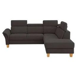 Ecksofa Home Affaire "Conville L-Form", grau (fango), B:247cm H:84cm T:217cm, 100% Polyester, Sofas, Ecksofa, Federkern, wahlweise mit Bettfunktion und Bettkasten bzw. Stauraum