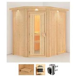 Sauna Karibu "Swantje", beige (naturbelassen), Saunaofen, integrierte Steuerung, 3,6 kW, Saunen, 3,6-kW-Plug & Play Ofen mit integrierter Steuerung