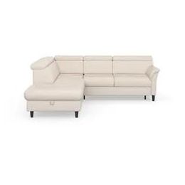 Sit & More Ecksofa SIT & MORE "Marano L-Form", beige (creme), B:252cm T:216cm, 100% Polyester, Sofas, Ecksofa, inklusive Kopfteilverstellung, wahlweise mit Bettfunktion, Bettkasten