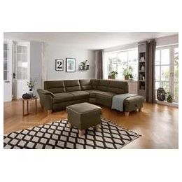 Ecksofa Home Affaire "Soleo L-Form", gr&uuml;n (olive), B:262cm H:89cm T:235cm, Luxus-Microfaser ALTARA NUBUCK (100% Polyester);Struktur (100% Polyester);Luxus-Microfaser Lederoptik (100% Polyester), Sofas, Ecksofa, komfortabel durch Trapezecke mit Relaxfunktion, auch mit Bettfunktion