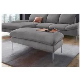 Hocker W.Schillig "enjoy&MORE", grau (dolphin r66), B:106cm H:45cm T:71cm, Chenille-Flachgewebe R66 (85% Polyester, 15% Nylon);Longlife Xtra-Leder Z59: Glattleder mit modischer Pr&auml;gung. Hautst&auml;rke 0, 9 - 1, 1 mm;Stoff S37 (100% Polyester), Hocker, Hocker, F&uuml;&szlig;e silber matt, Breite 106 cm