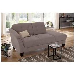 Recamiere Home Affaire "Trondheim", grau (taupe), B:197cm H:89cm T:90cm, Luxus-Microfaser (90% Polyester, 10% Polyamid);Struktur fein (100% Polyester);Flachgewebe (100% Polyester), Sofas, Recamiere, freistehend, mit Federkern, Knopfheftung im R&uuml;cken, F&uuml;&szlig;e Buche